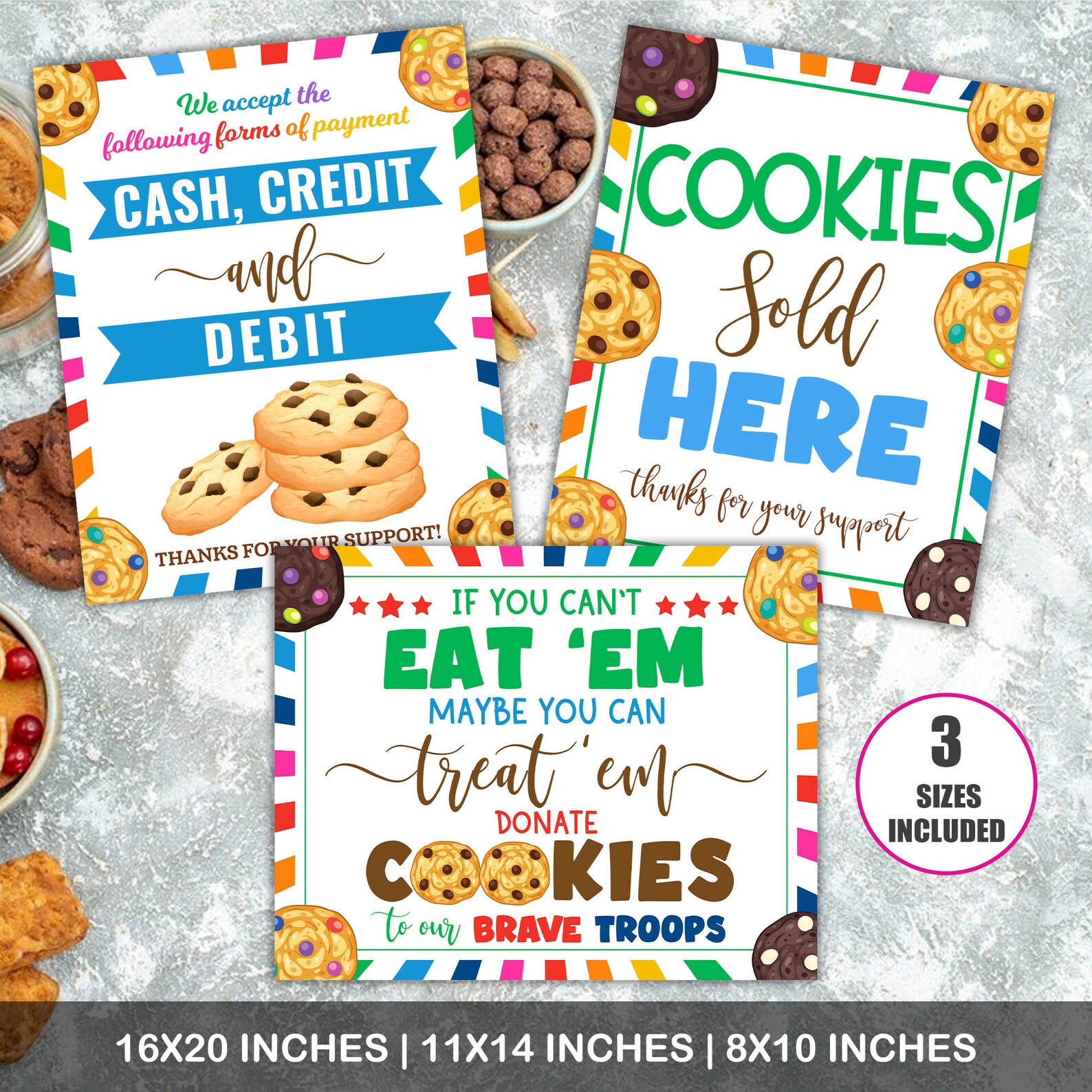 PDF Printable Cookie Booth Sign Bundle, We Accept Payments Sign Cash ...