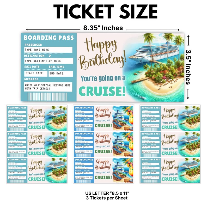 Editable Cruise Ticket Template | Cruise Boarding Pass Surprise ...