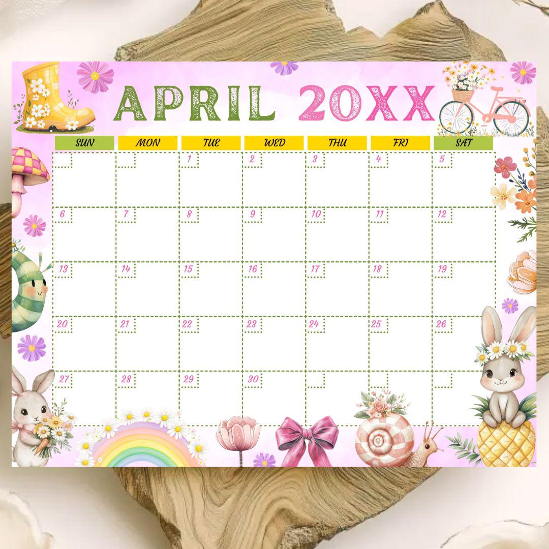 EDITABLE April 2025 Calendar, Spring April 2025 Calendar Printable ...