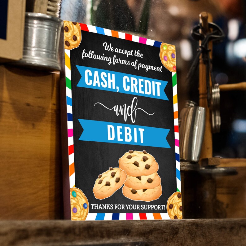 PDF We Accept Payments Sign Cash Printable Cookie Booth - Etsy
