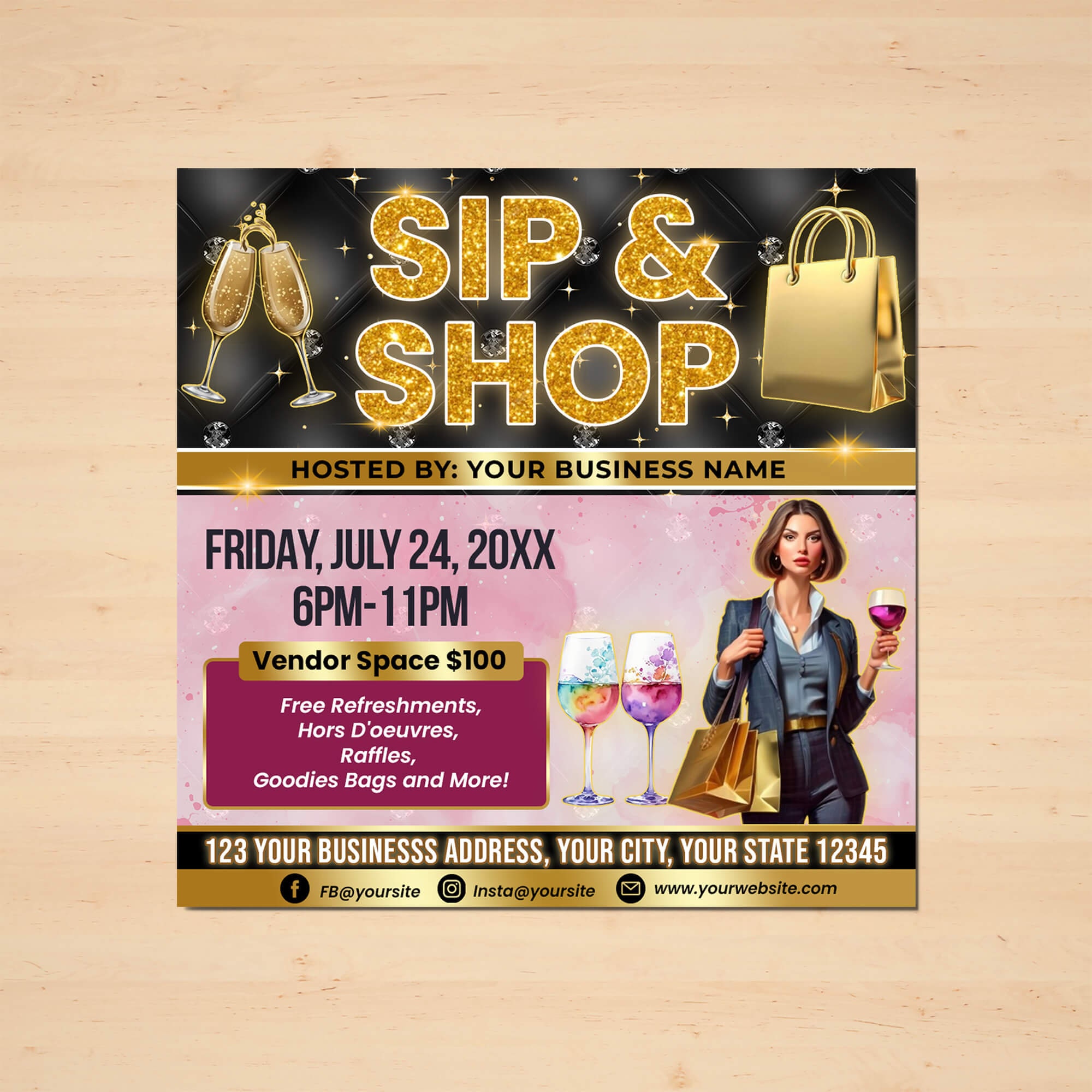 Pop up Shop Flyer, Sip and Shop Flyer, Boutique Event Flyer, Shopping ...