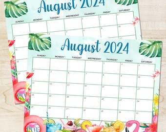 PDF August 2024 Adventure Themed Calendar, Printable Cute Travel ...