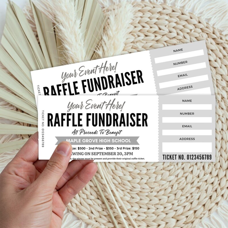 Editable Raffle Ticket Template | Printable Fundraiser Tickets | DIY ...
