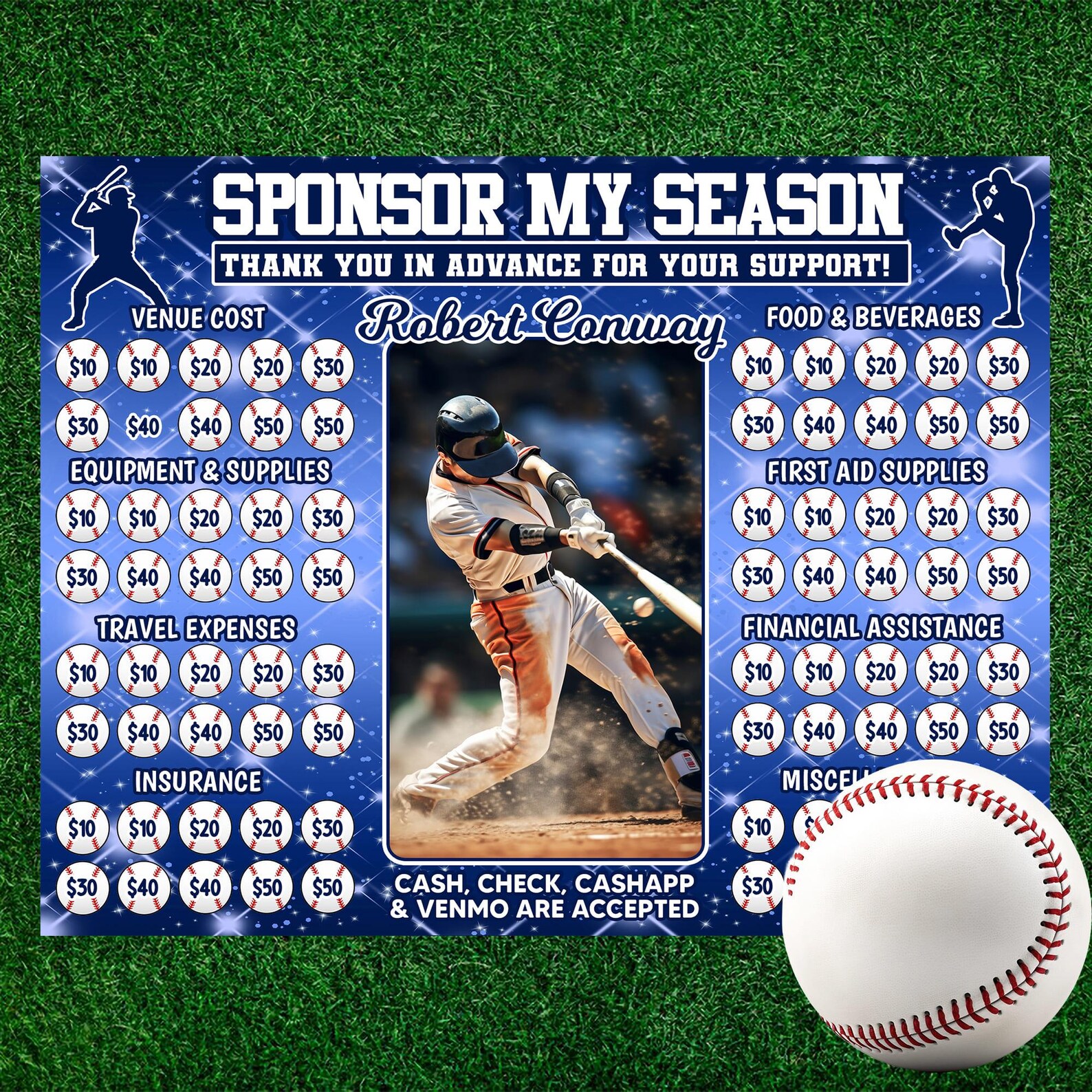 Editable Baseball Pick a Date Calendar for Donation Events - Etsy