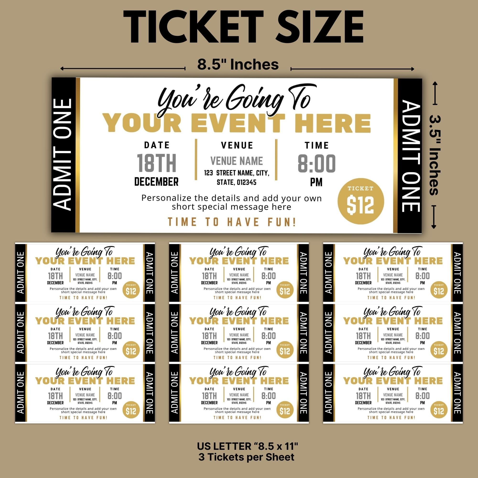 DIY Event Ticket Template | Editable Event Ticket Printable | Surprise ...