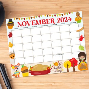 Printable November Calendar Cute Design - Etsy