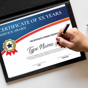 Editable Years of Service Award Printable, Years of Service Certificate ...