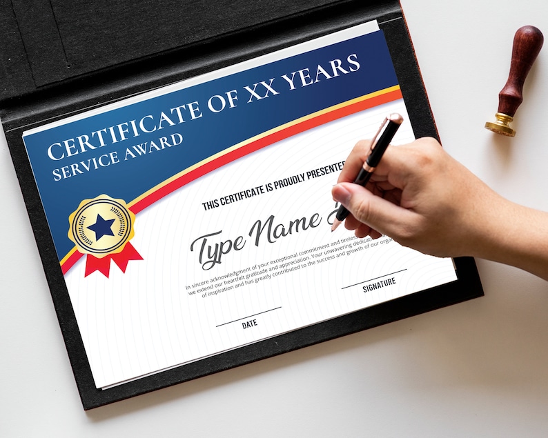 Editable Years of Service Award Printable, Years of Service Certificate ...