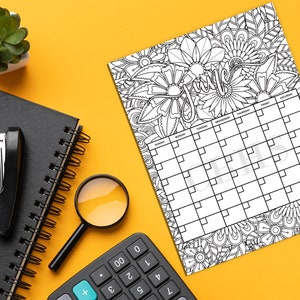 2023 Calendar PDF, Floral Calendar 12 Month Coloring Pages, Printable ...