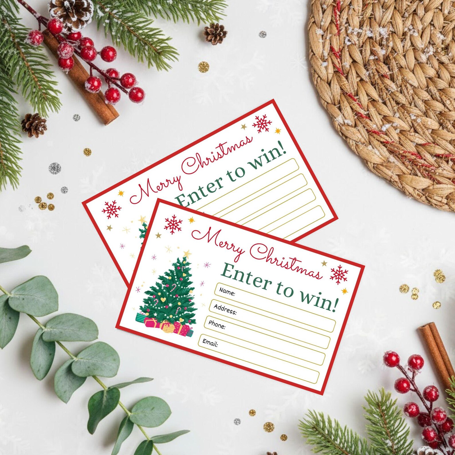 Christmas Enter to Win Raffle Ticket Template: Editable Event Giveaway ...