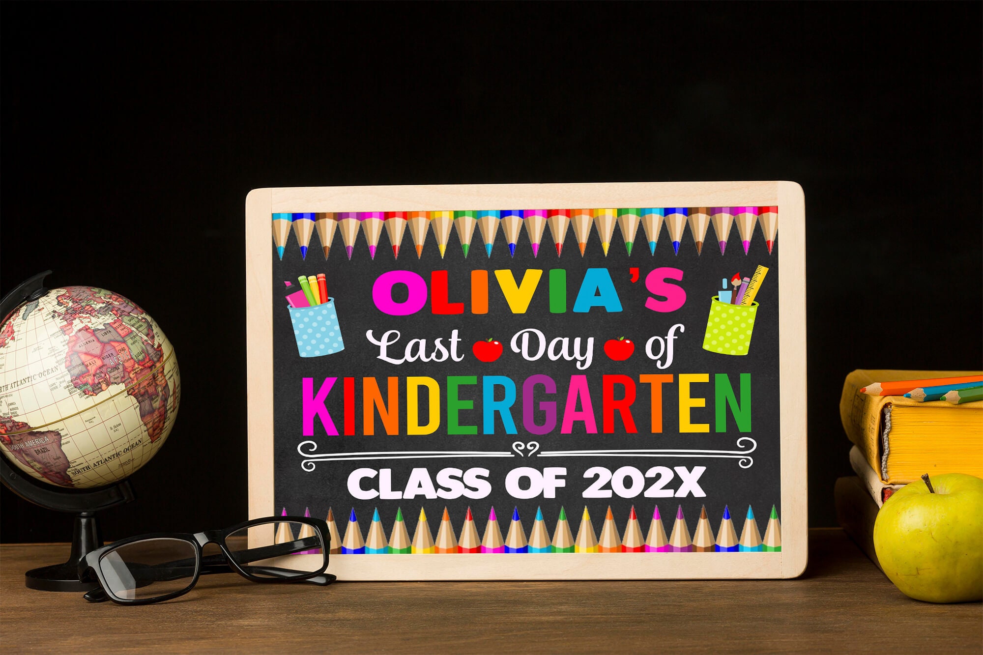 Last Day of Kindergarten Sign With Name Editable, End of School Year ...
