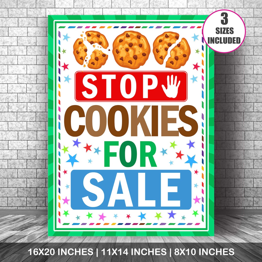 Stop Cookies for Sale, Printable Scout Cookie Booth Sign, PDF Cookie ...