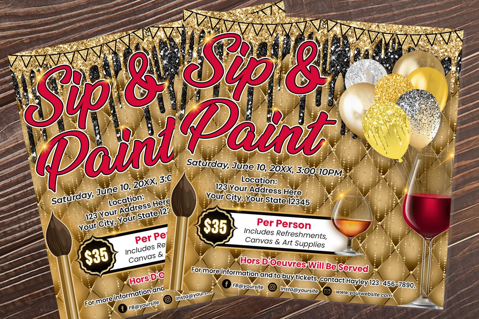 Editable Paint and Sip Flyer Party Themed Event Flyer Sip - Etsy