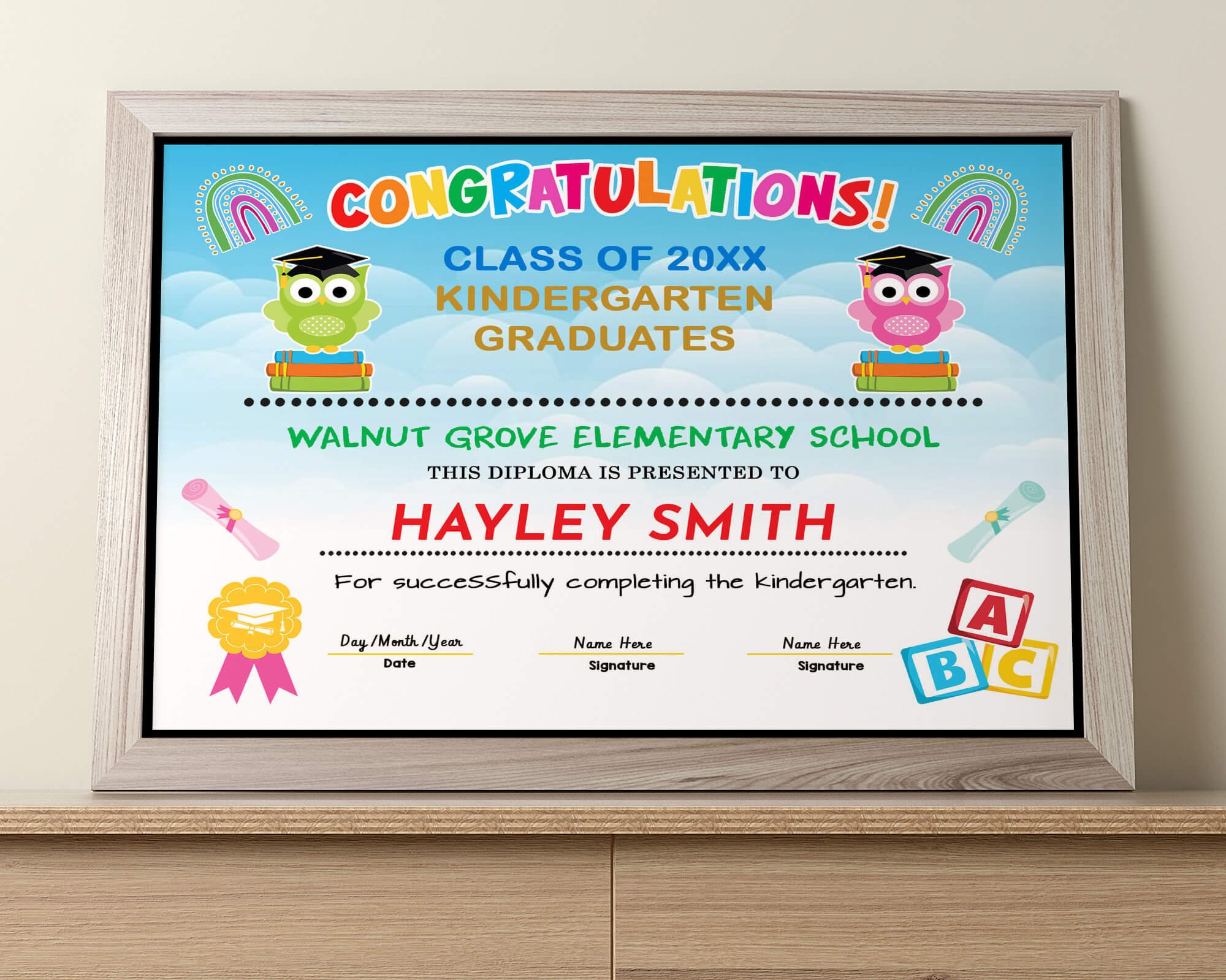 Editable Kindergarten Graduation Diploma, Preschool, Daycare, Prek, Any ...