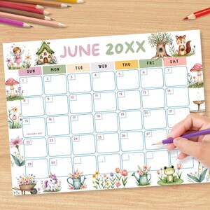 Editable Magical Garden June Calendar Template | Fairy Garden Monthly ...