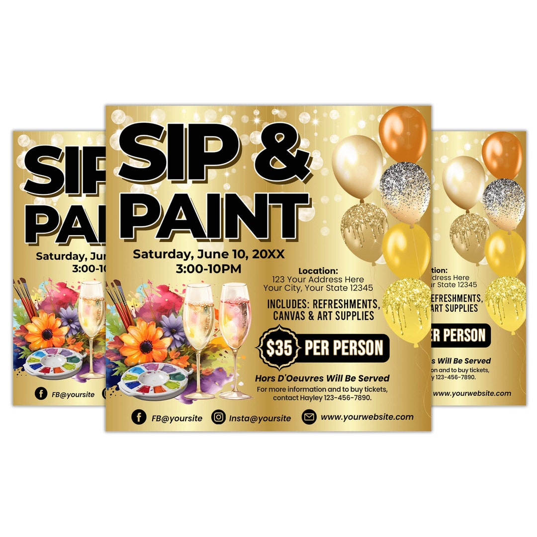 Customizable Sip and Paint Flyer, Paint and Sip Flyer, Paint Party ...