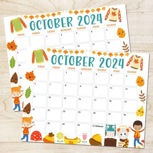 Printable October 2024 Calendar With Fall Harvest Theme - Etsy