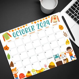 Printable October 2024 Calendar With Fall Harvest Theme - Etsy