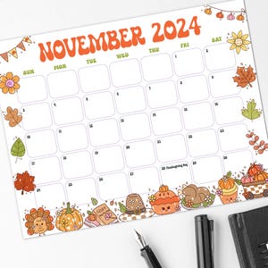 Whimsical Retro November Calendar - Etsy