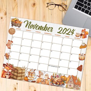 Cute Art November Calendar Printable - Etsy
