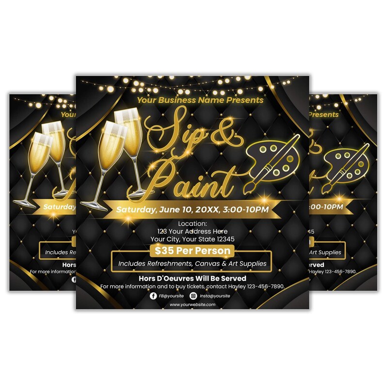 Sip and Paint Flyer Template, Event Flyer, Paint and Sip Flyer, Event ...