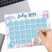 July 2024 Under the Sea Summer Calendar, Printable Cute Underwater ...