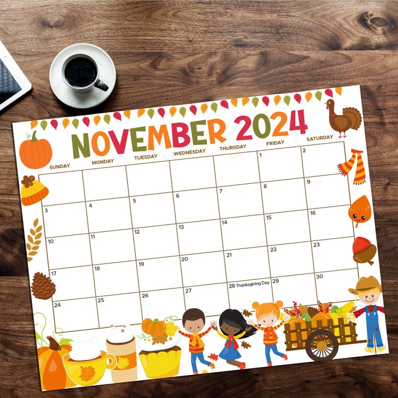 Cute November Printable Calendar Design - Etsy