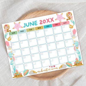Editable Enchanted Ocean June Calendar | Mermaid Planner Template ...
