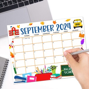 Printable Back to School September 2024 Calendar - Etsy