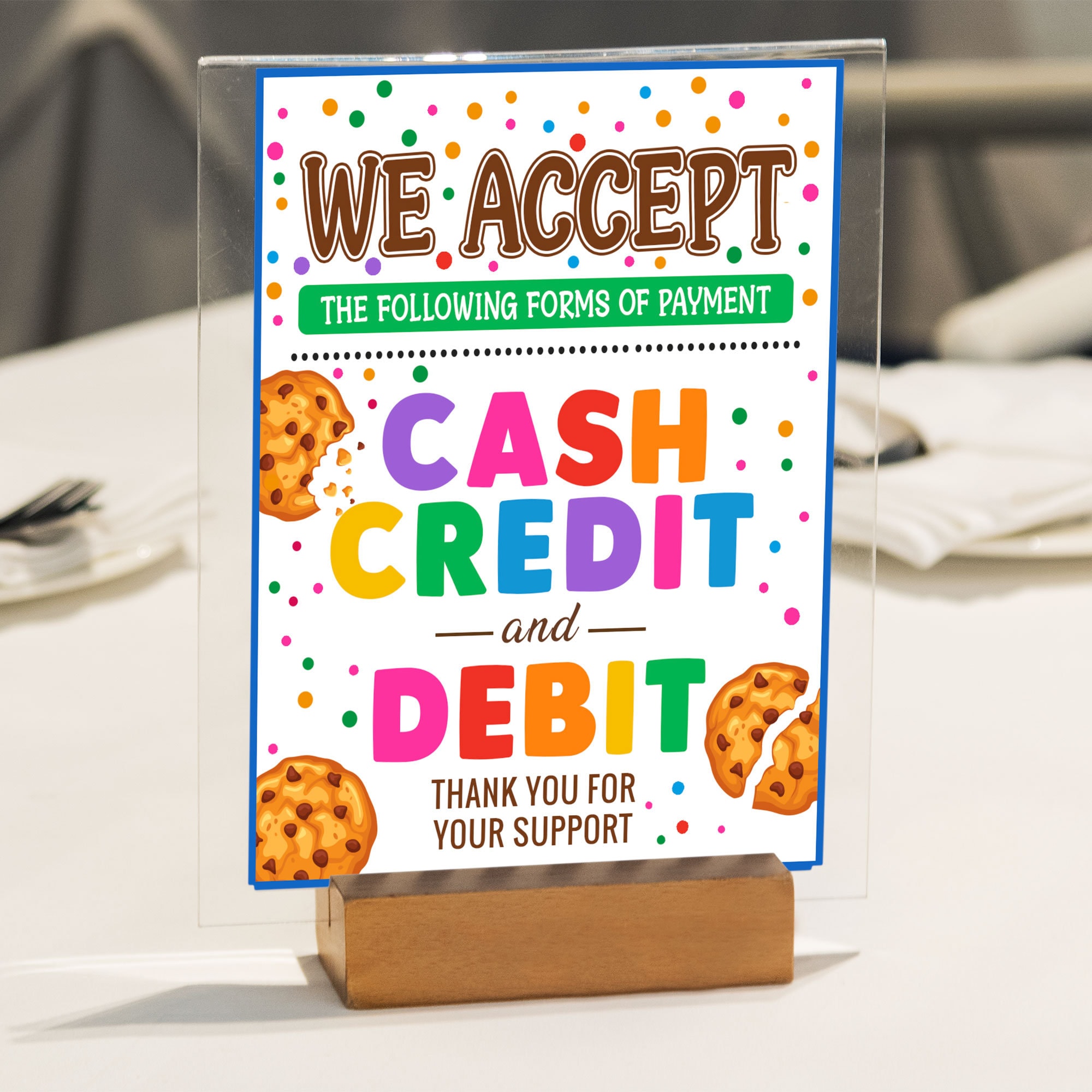 PDF Cookie Booth Sign Poster, We Accept Payments Sign Cash, Credit ...