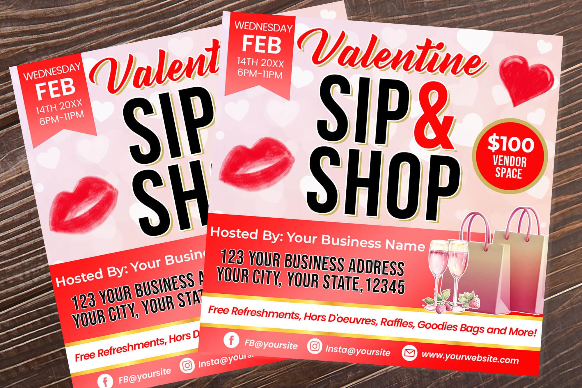 Sip and Shop Flyer, Valentines Day Pop up Shop Flyer, Valentine's Day ...