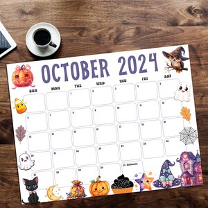 Whimsical October 2024 Halloween Calendar PDF - Etsy