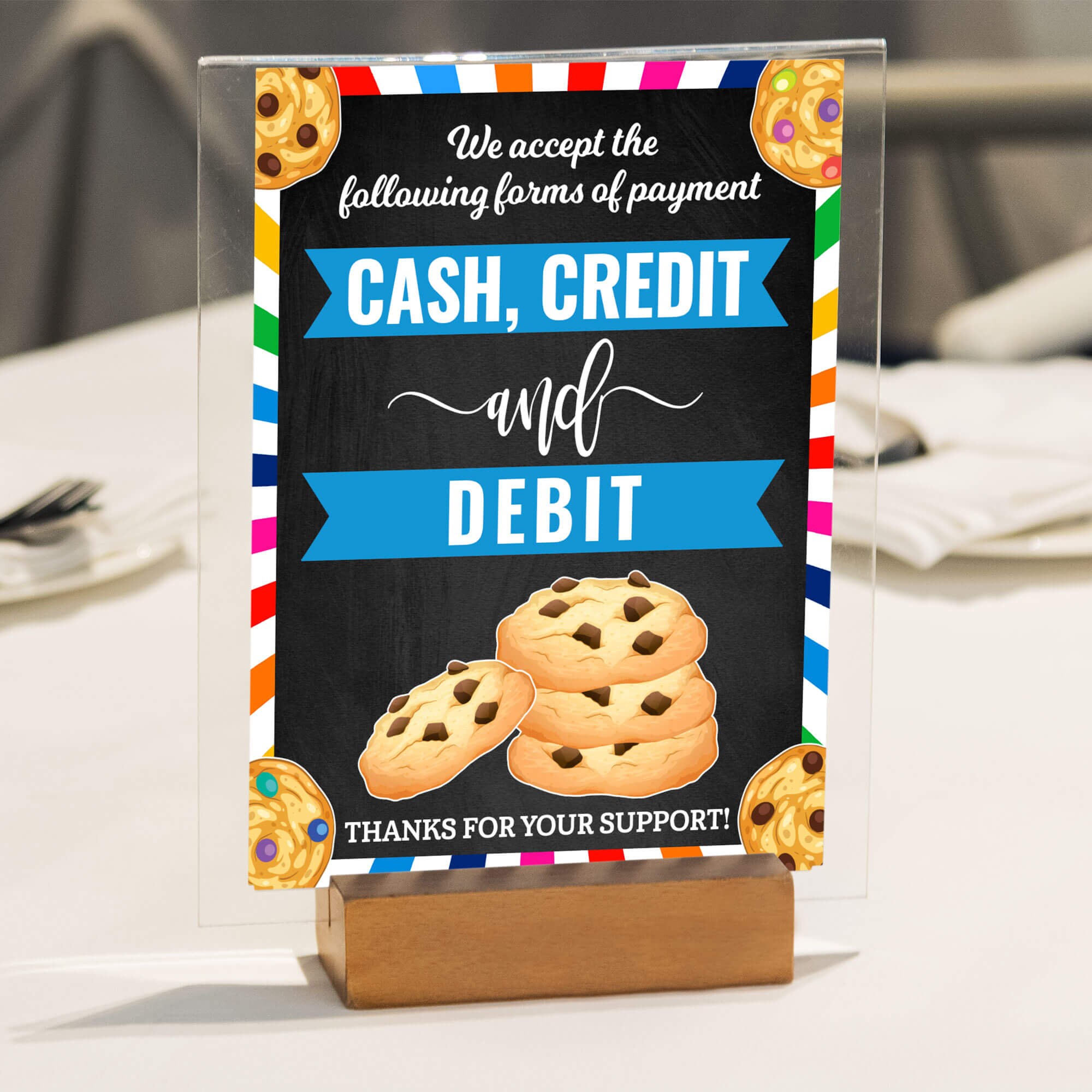 PDF We Accept Payments Sign Cash Printable Cookie Booth - Etsy