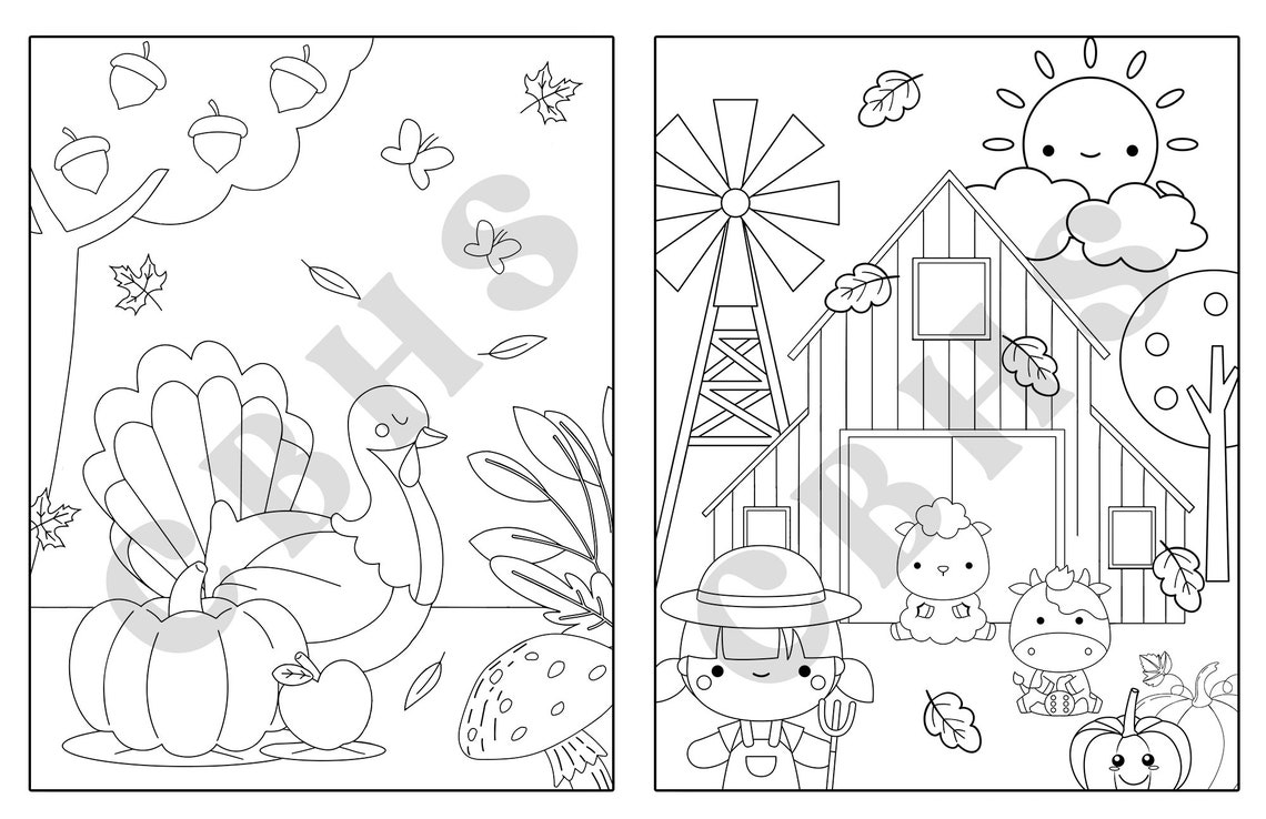 Thanksgiving and Halloween Coloring for Kids, Printable Fall Coloring ...
