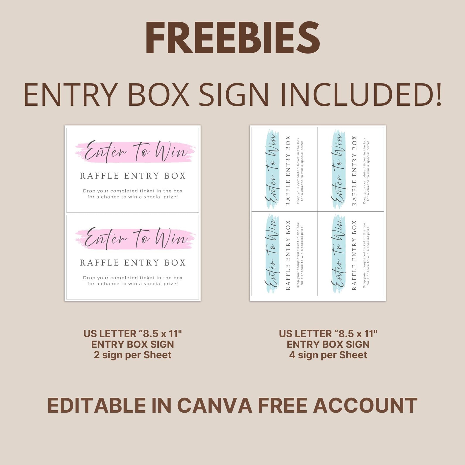Editable Enter to Win Raffle Ticket Template | Printable Event Giveaway ...