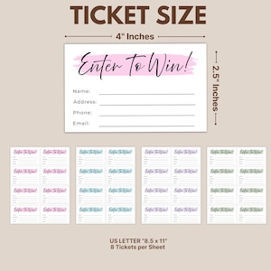 Editable Enter to Win Raffle Ticket Template | Printable Event Giveaway ...