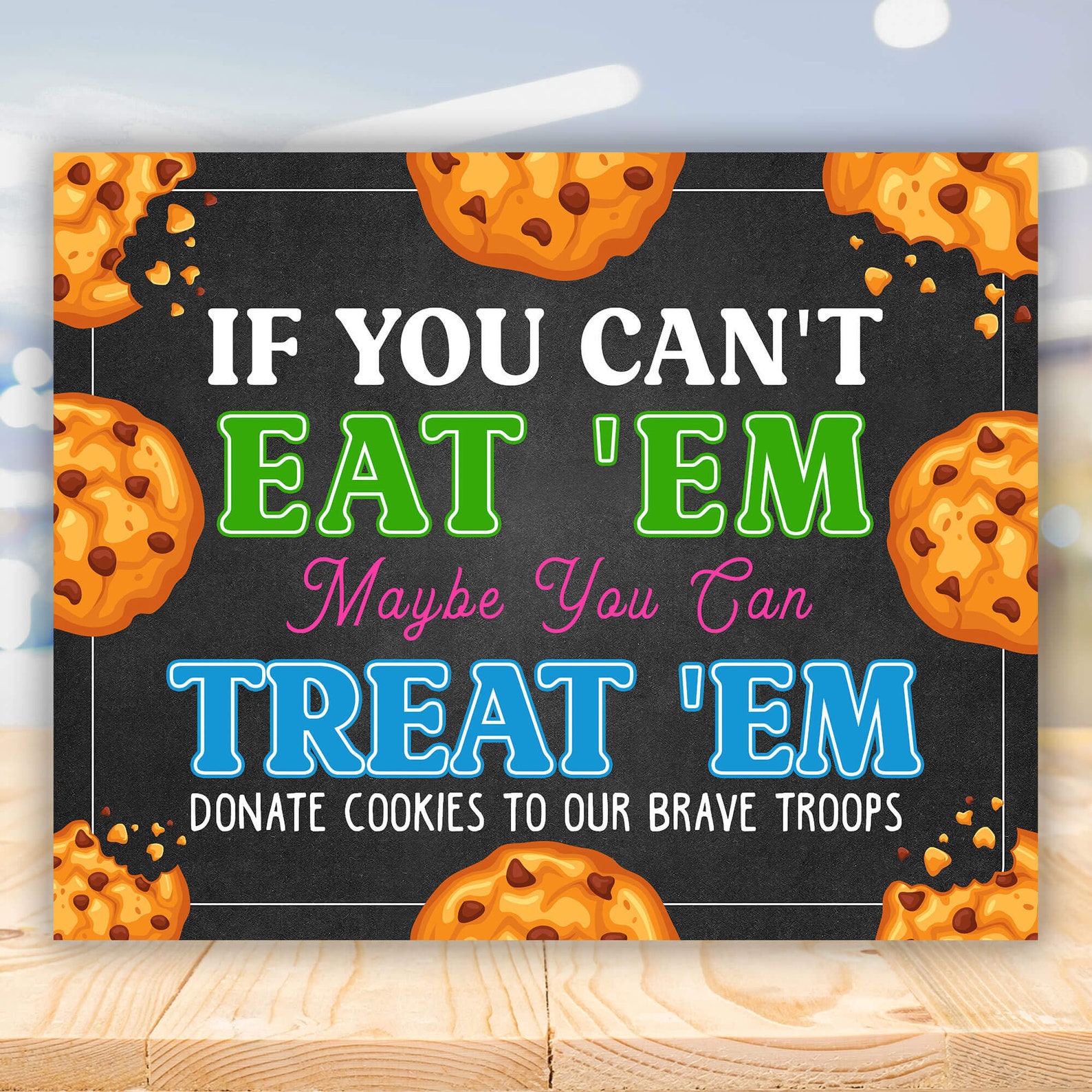 PDF If You Can't Eat 'em Treat 'em, Cookie Booth Sign, Printable Donate ...