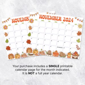 Whimsical Retro November Calendar - Etsy