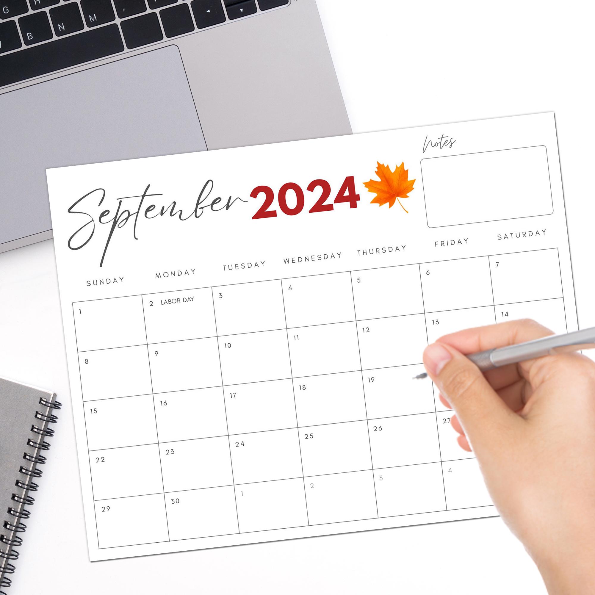 Minimalist Printable September 2024 Calendar - Etsy