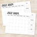 Retro Minimalist July 2024 Calendar, Printable Clean Vintage Classic ...