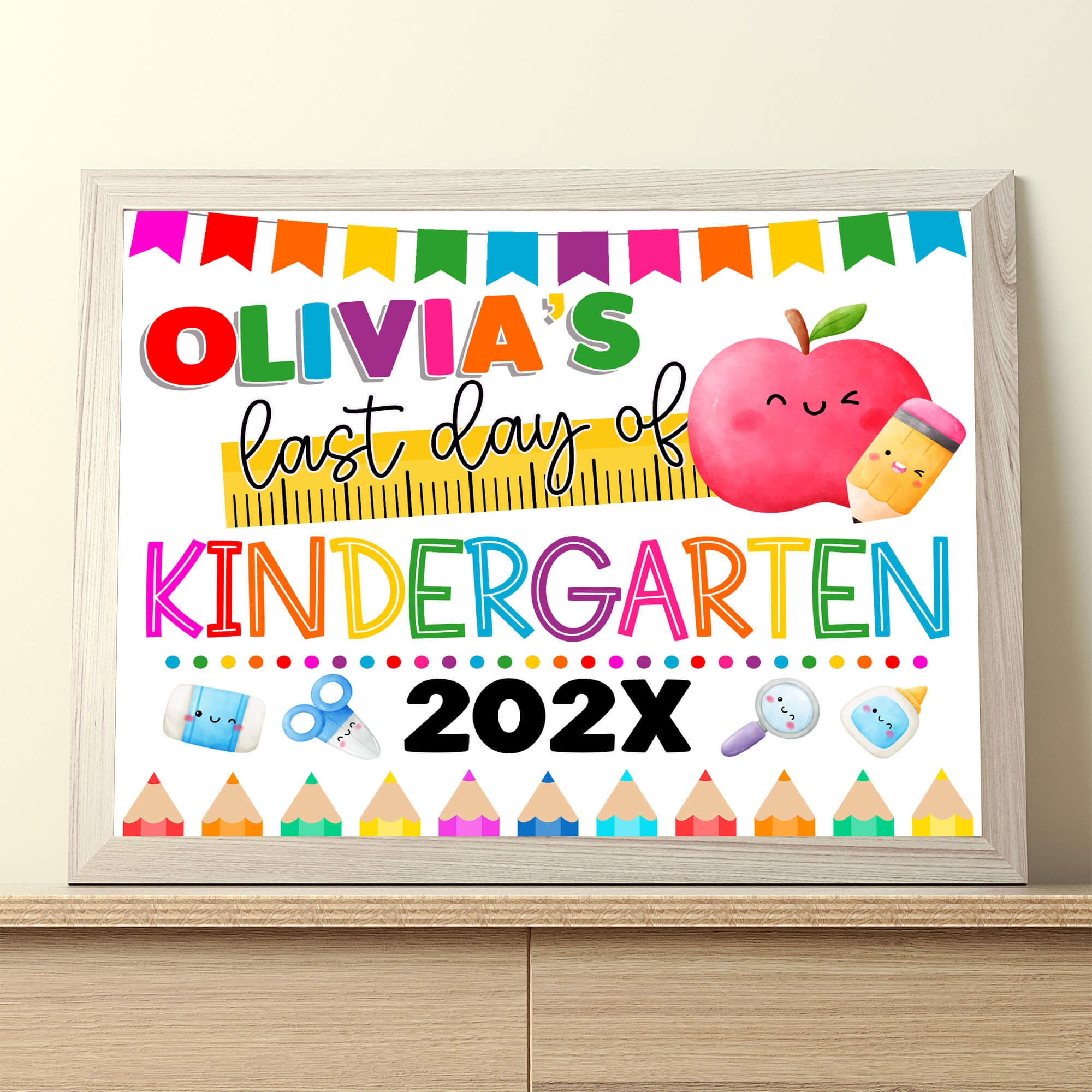 Last Day of Kindergarten With Name Sign Template Editable, Printable ...