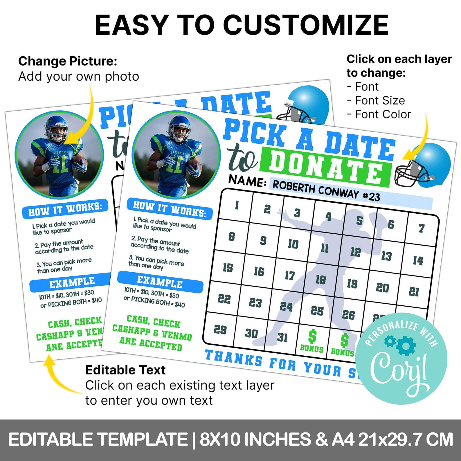 Custom Football Fundraising Calendar - Etsy