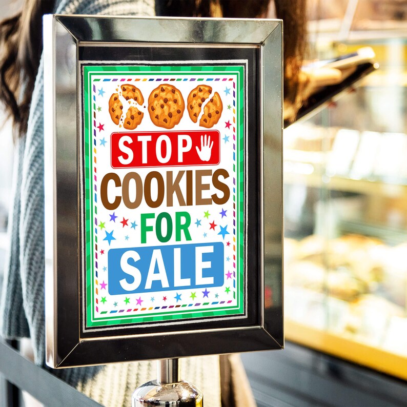 Stop Cookies for Sale, Printable Scout Cookie Booth Sign, PDF Cookie ...