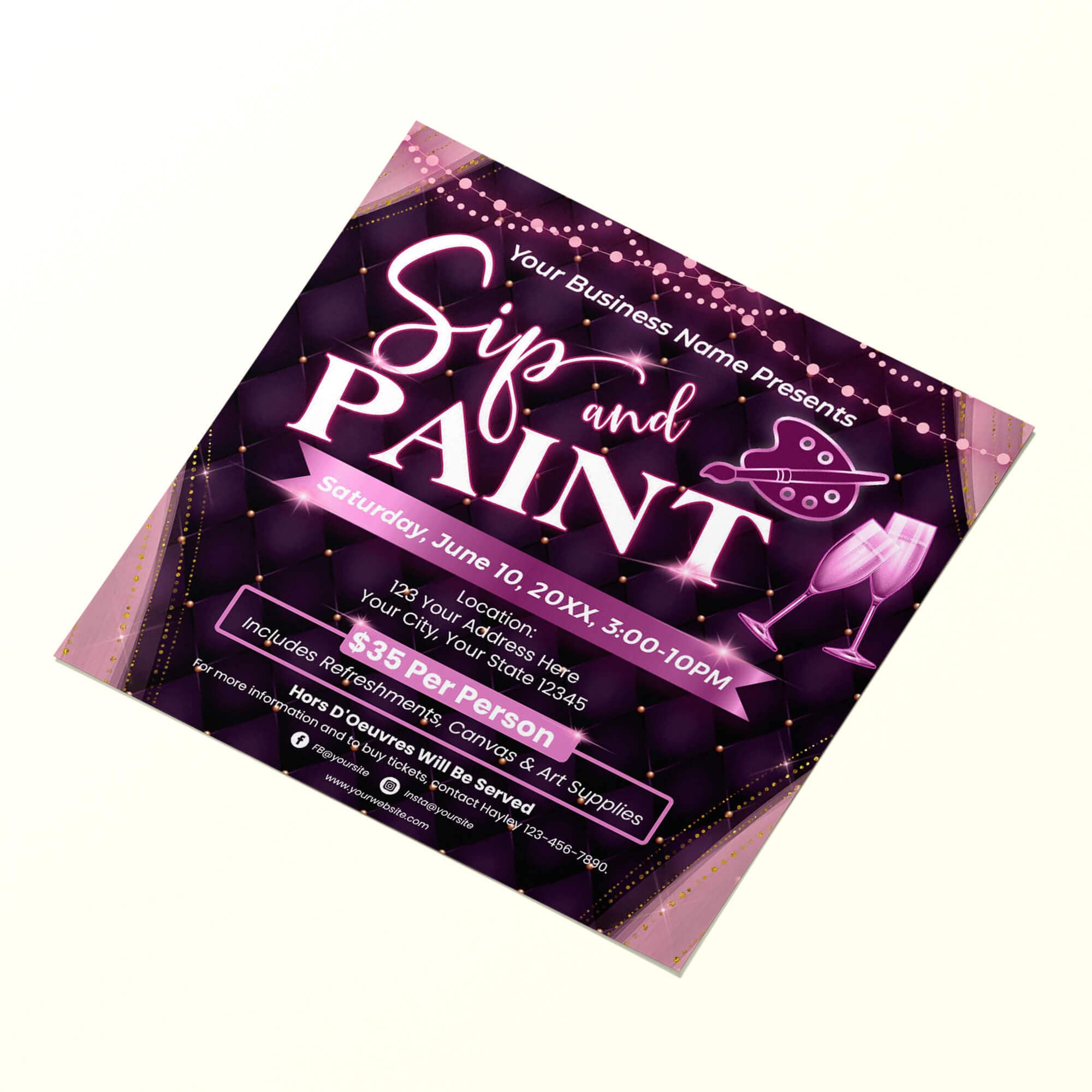 Editable Sip and Paint Flyer Template, Paint and Sip Flyer, Event Flyer ...