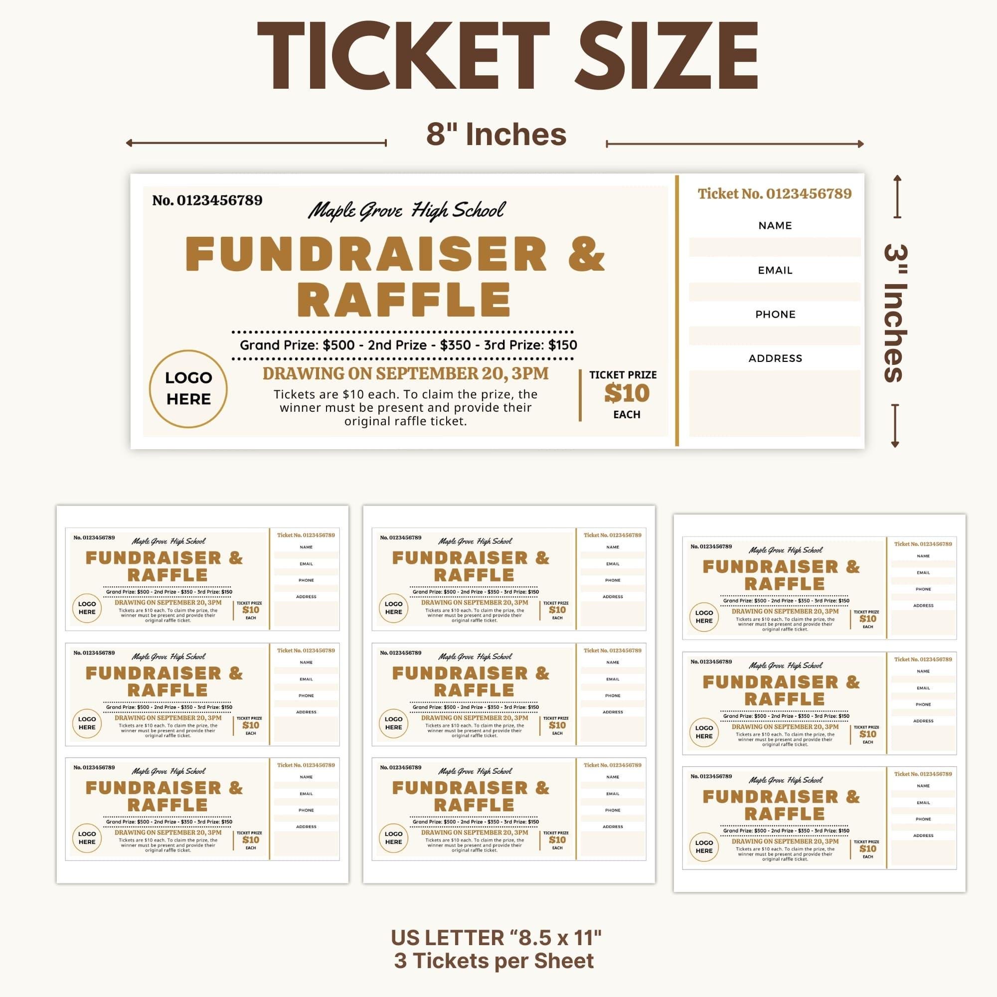 Editable School Fundraiser & Raffle Ticket Template | Printable Charity ...