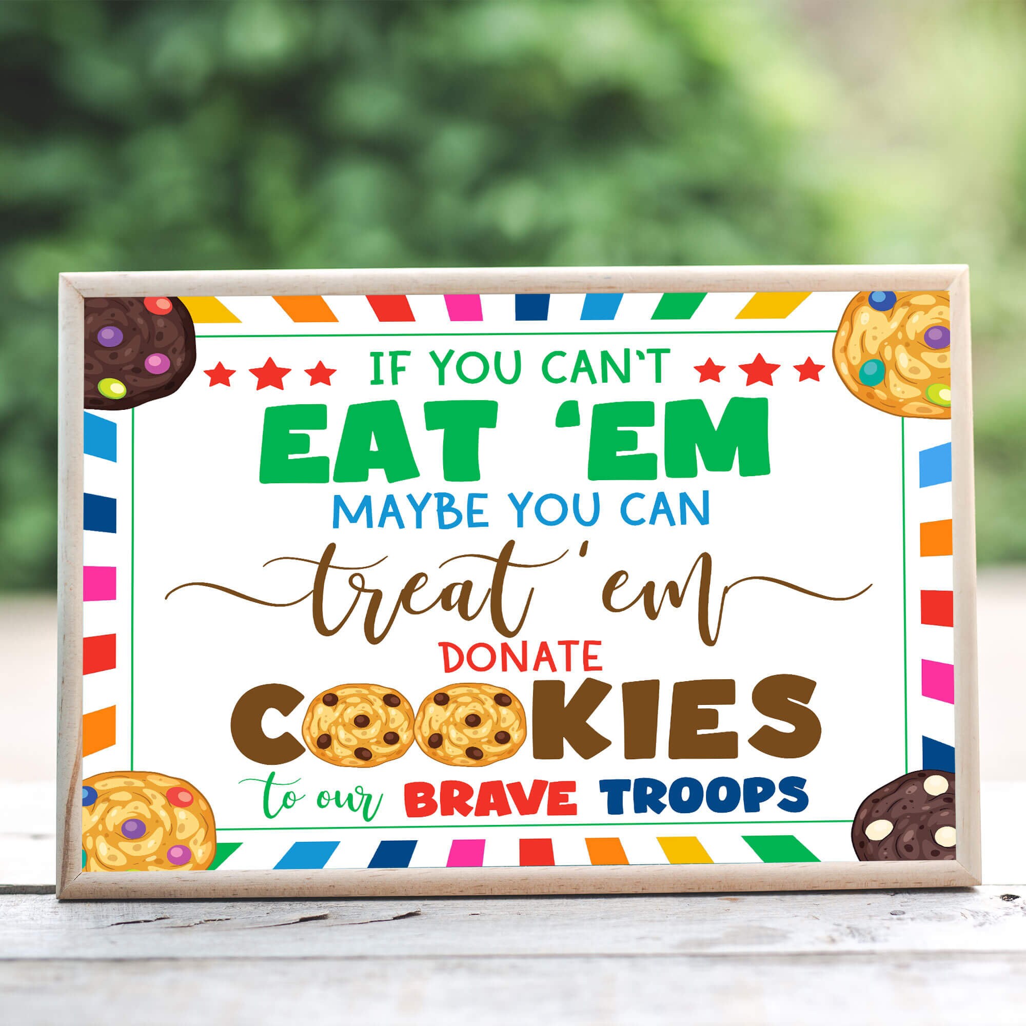 Printable Cookie Booth Sign, PDF Donate Cookies for Military Troops, If ...