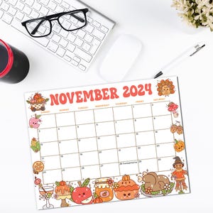 Cute November Calendar With Retro Style - Etsy