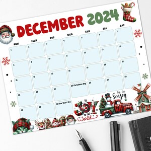 Printable December Calendar With Whimsical Retro Style - Etsy