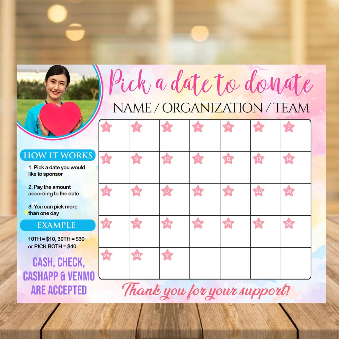 Printable All Purpose Donation Calendar PDF - Etsy