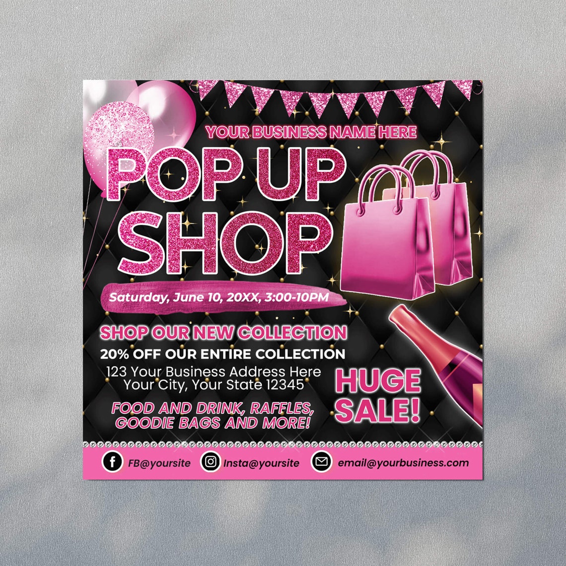 DIY Pop up Shop Flyer, Boutique Flyer, Event Flyer, Sip and Shop Flyer ...
